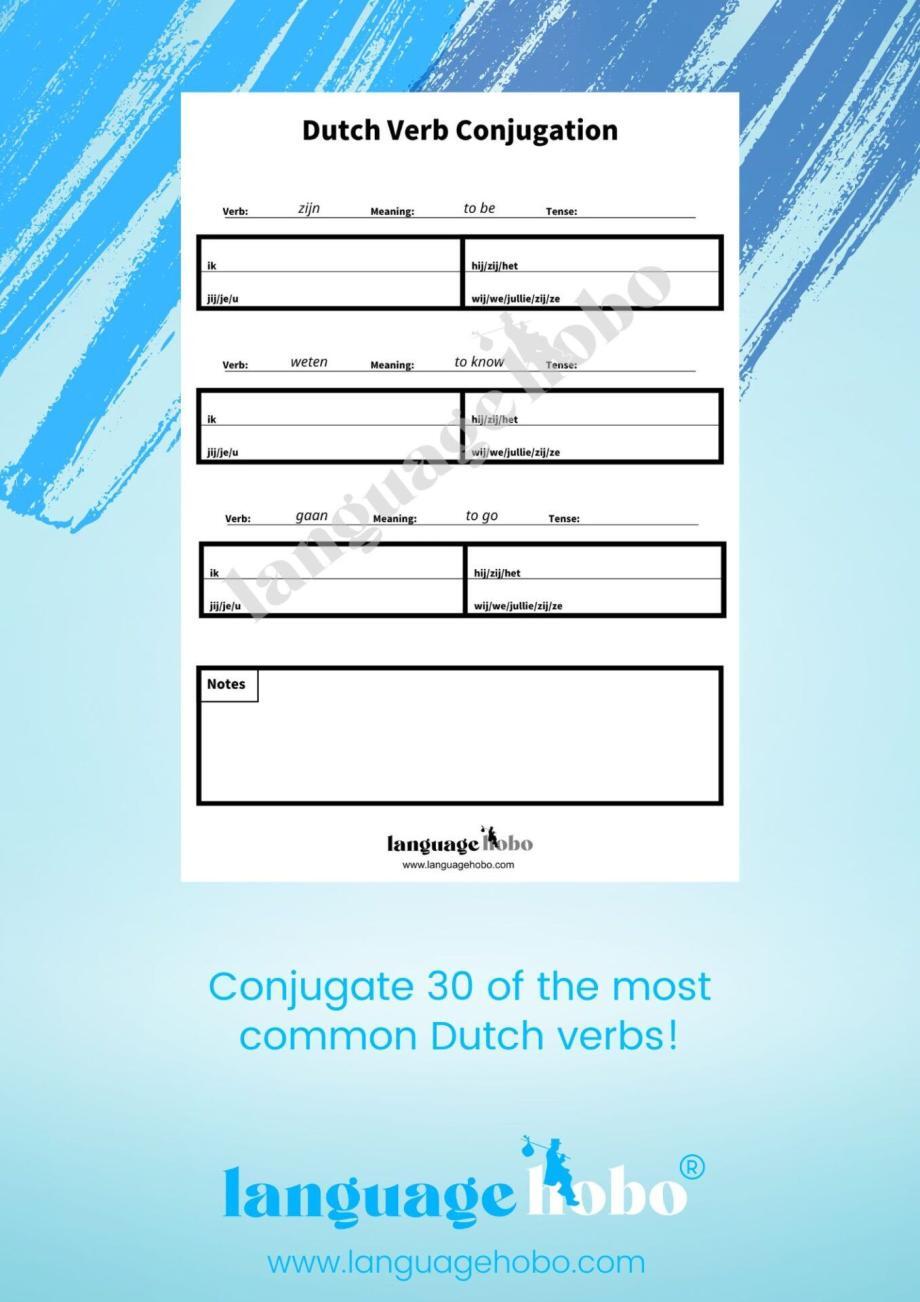 Dutch Verb Conjugation Practice [PDF Download] – Language Hobo