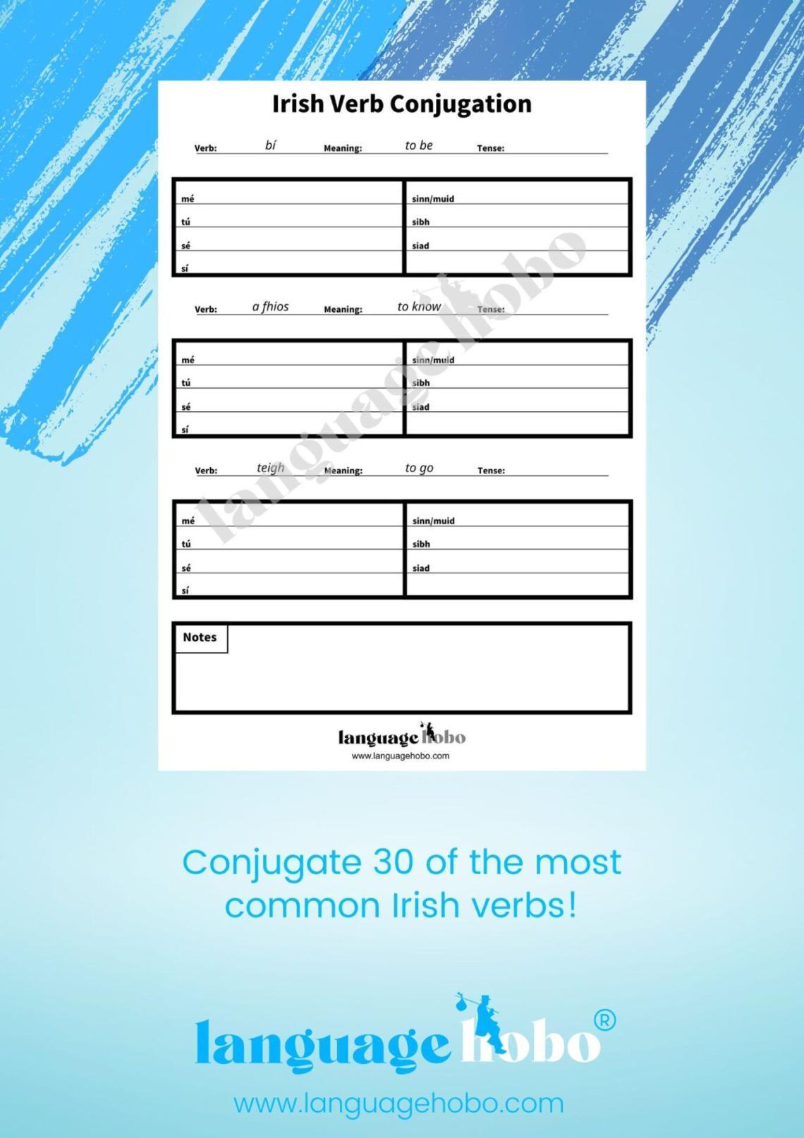 Irish Verb Conjugation Practice [PDF Download] – Language Hobo