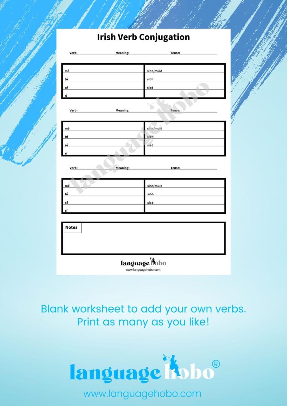 Irish Verb Conjugation Practice [PDF Download] – Language Hobo