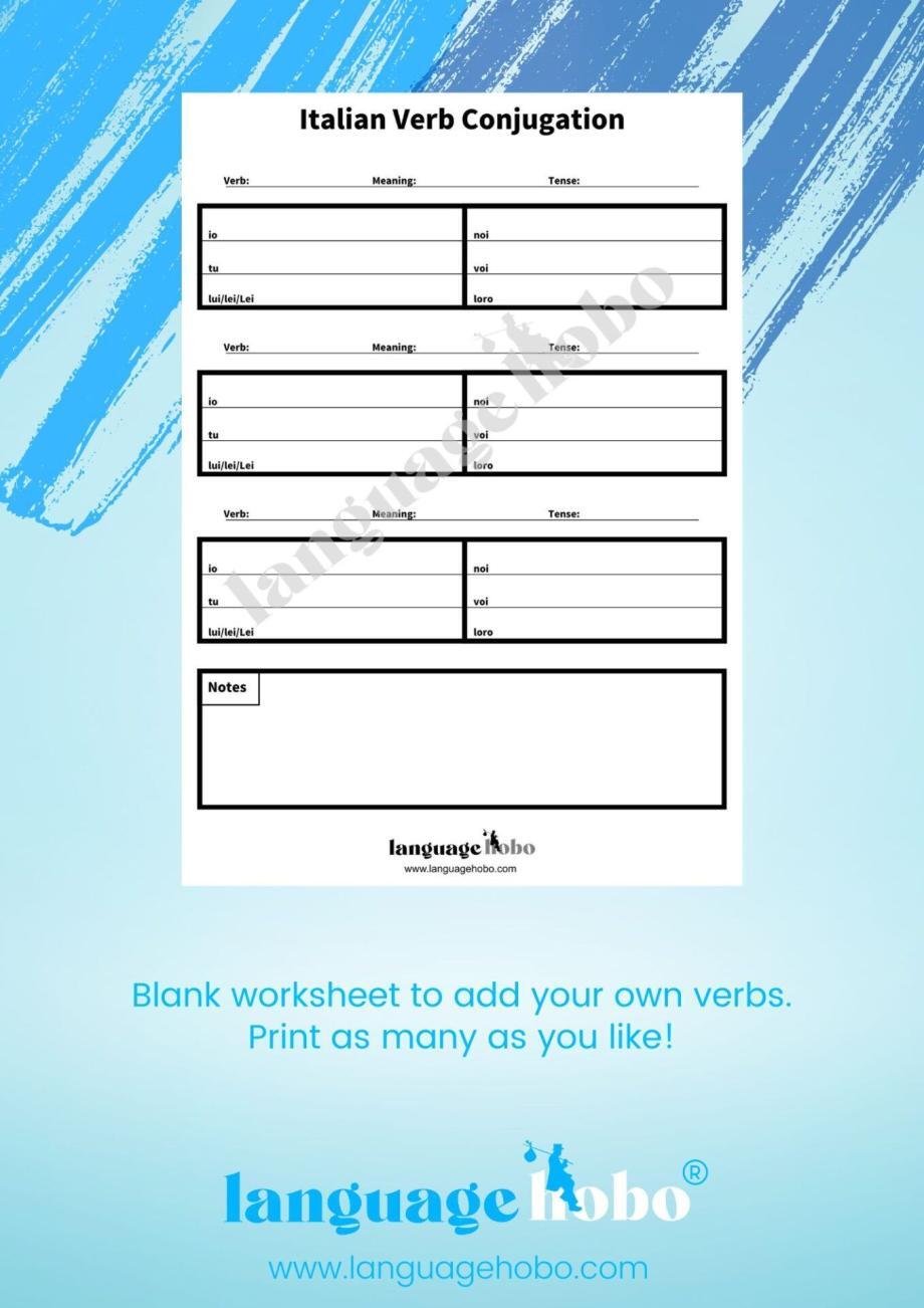 Italian Verb Conjugation Practice [PDF Download] – Language Hobo