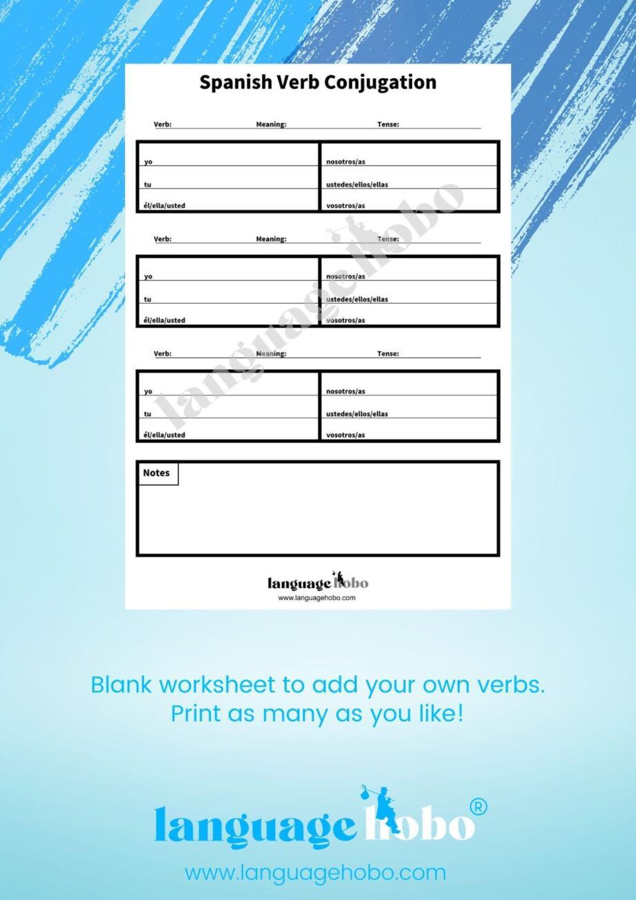 Spanish Verb Conjugation Practice [PDF Download] – Language Hobo