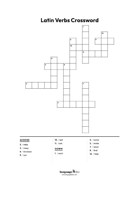 Latin Verbs Crossword [FREE PDF DOWNLOAD] – Language Hobo