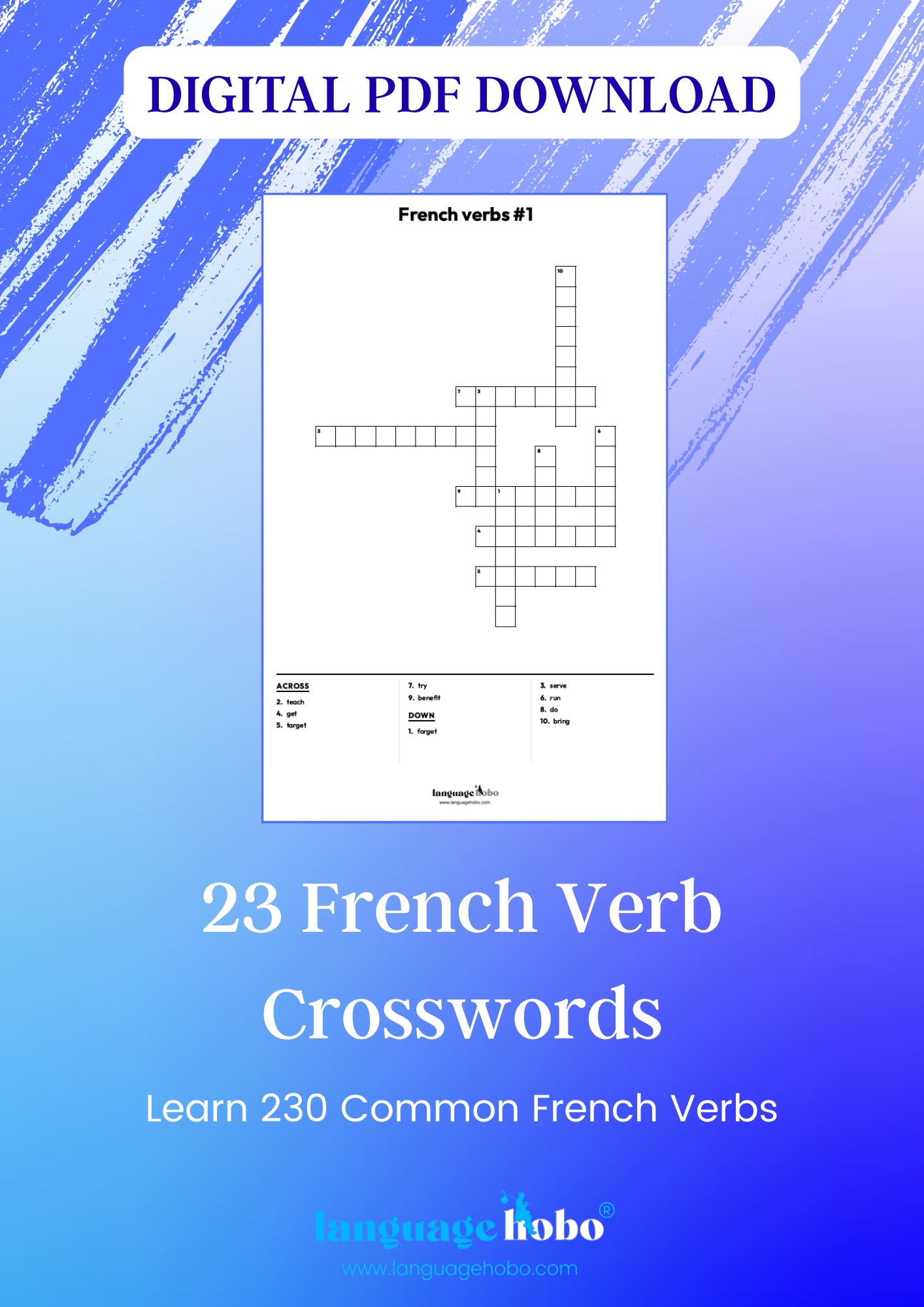 23 French Verb Crossword Puzzles – Learn 230 Common French Verbs [PDF ...
